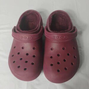 CROCS | Shoes | Crocs Dual Comfort Faux Fur Lined Maroon Clogs Back ...